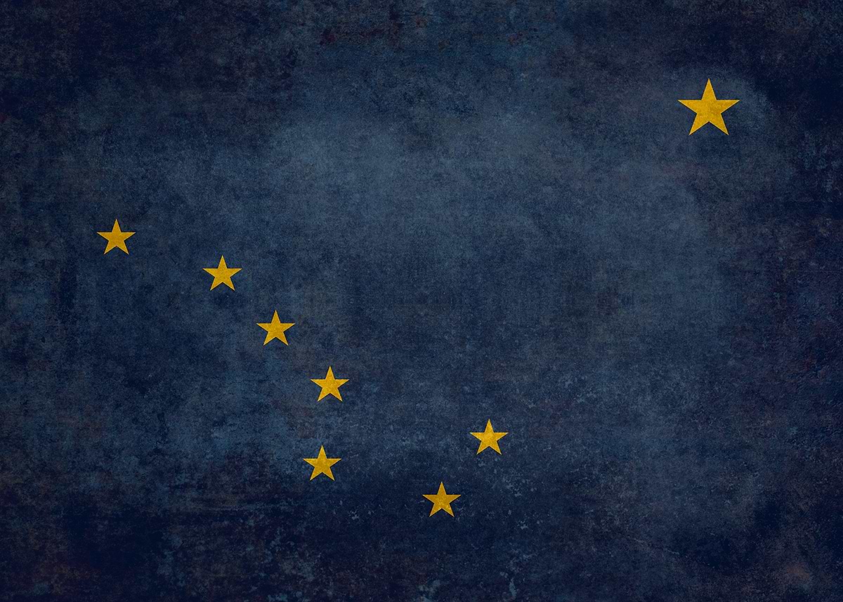 'Alaskan State Flag, 'Distressed version'' Poster, picture, metal print ...