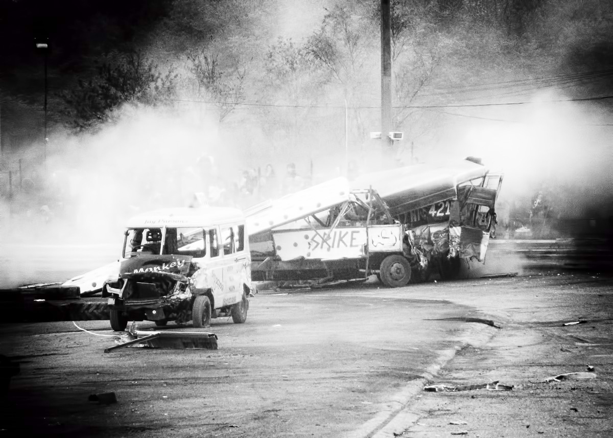 'Collision' Poster, picture, metal print, paint by Sharon Clarke | Displate