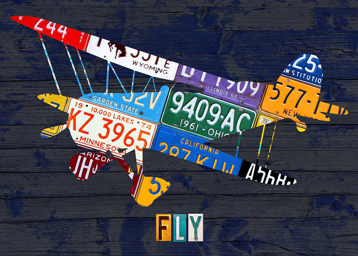 'Fly Airplane Vintage Recycled License Plate Art by Desi ... ' Poster ...
