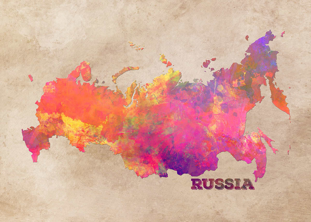 'Russia map' Poster, picture, metal print, paint by JBJart Justyna ...