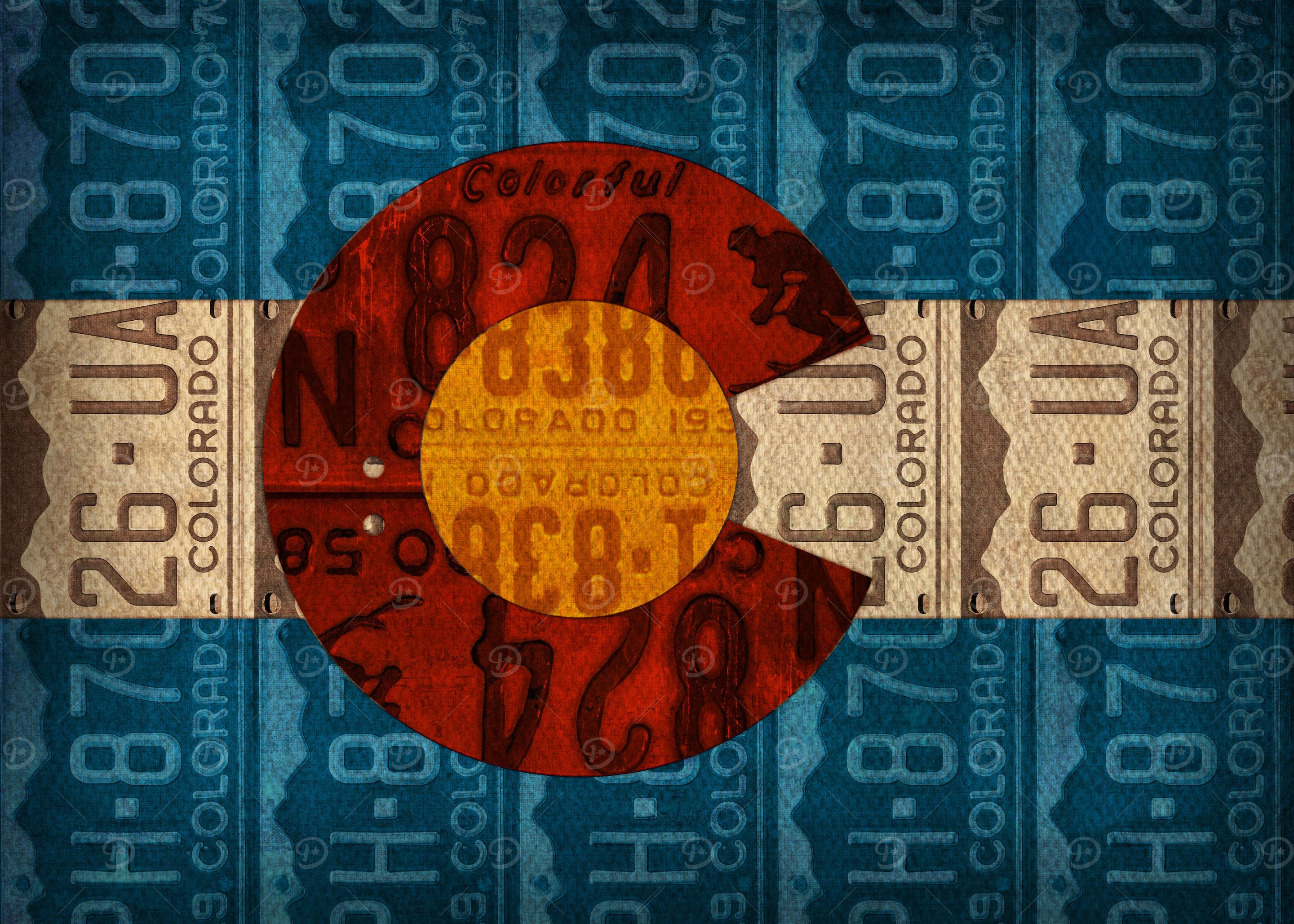 'Colorado State Flag Vintage Recycled License Plate Art' Poster ...