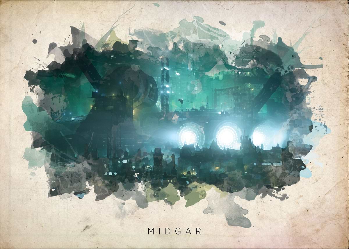 'Final Fantasy 7 - Midgar' Poster, picture, metal print, paint by Nick ...