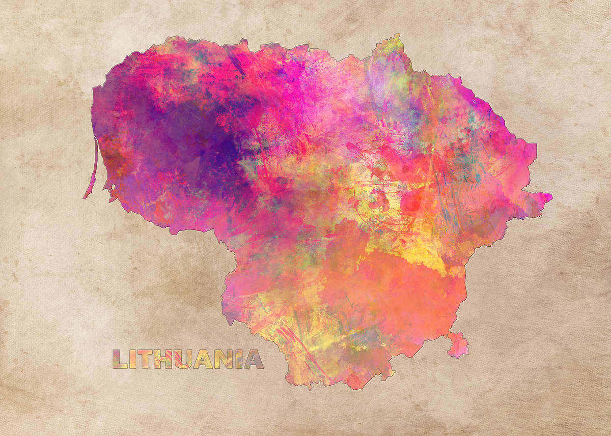 'Lithuania map' Poster, picture, metal print, paint by JBJart Justyna ...