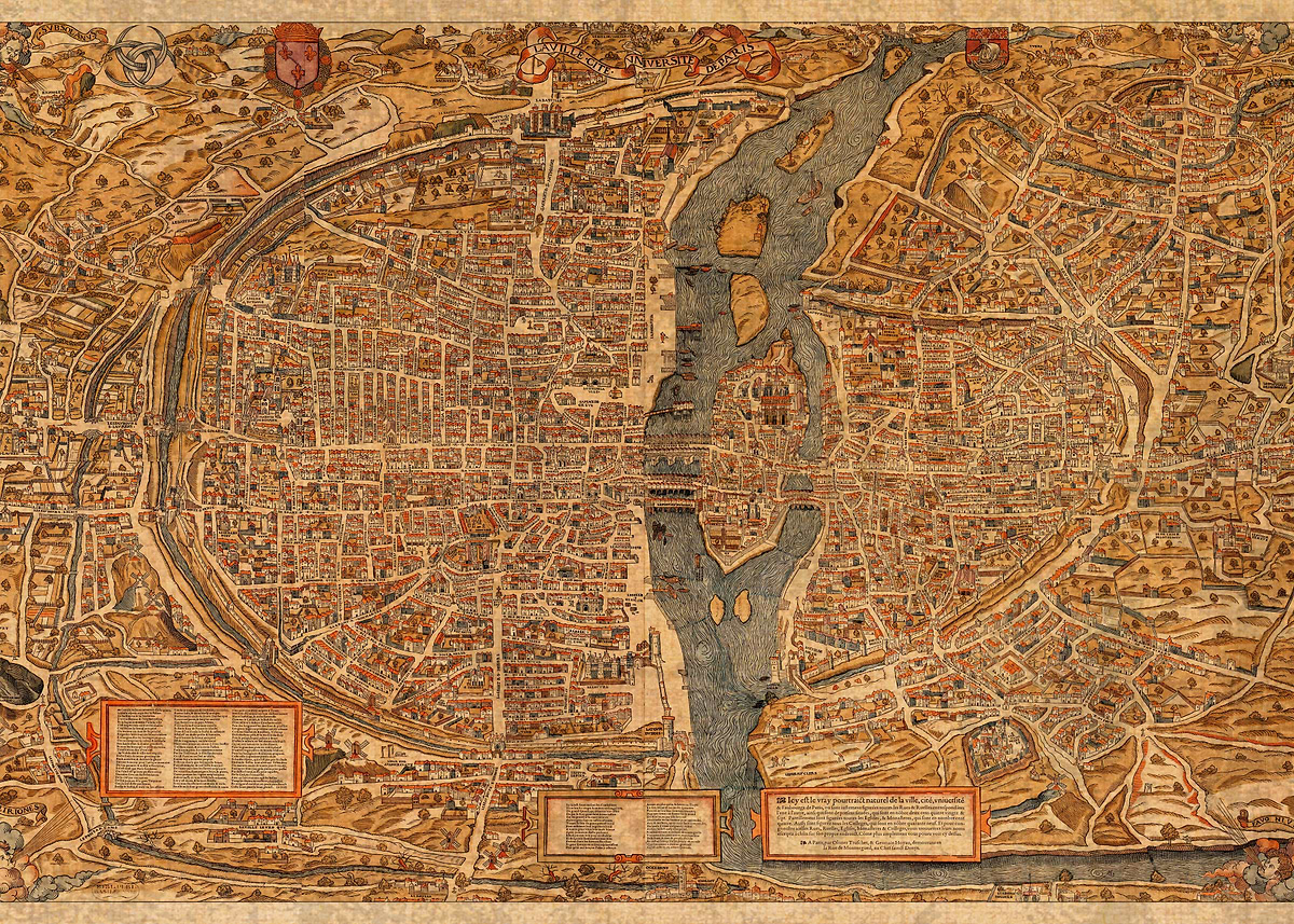'Map of Paris France 1550' Poster, picture, metal print, paint by ...