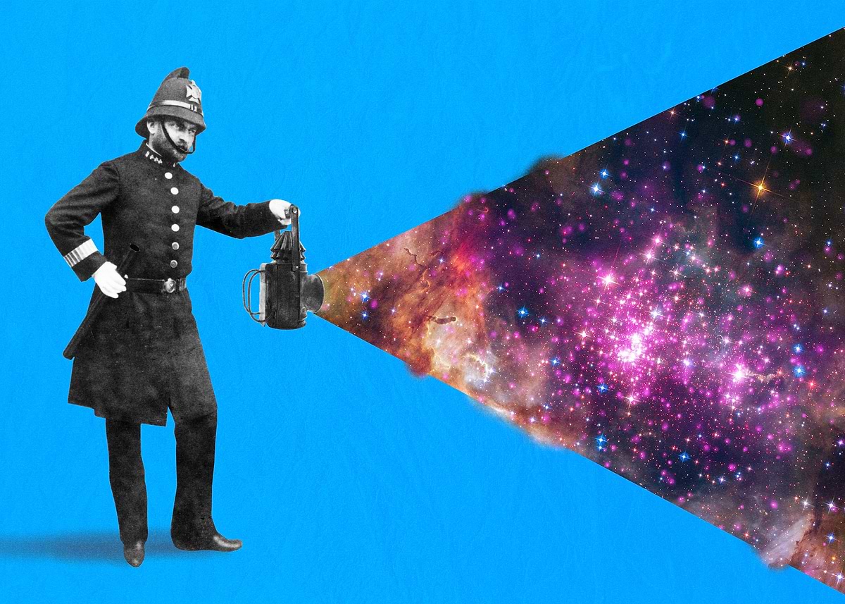 'Policeman in space' Poster, picture, metal print, paint by Arnaldo ...