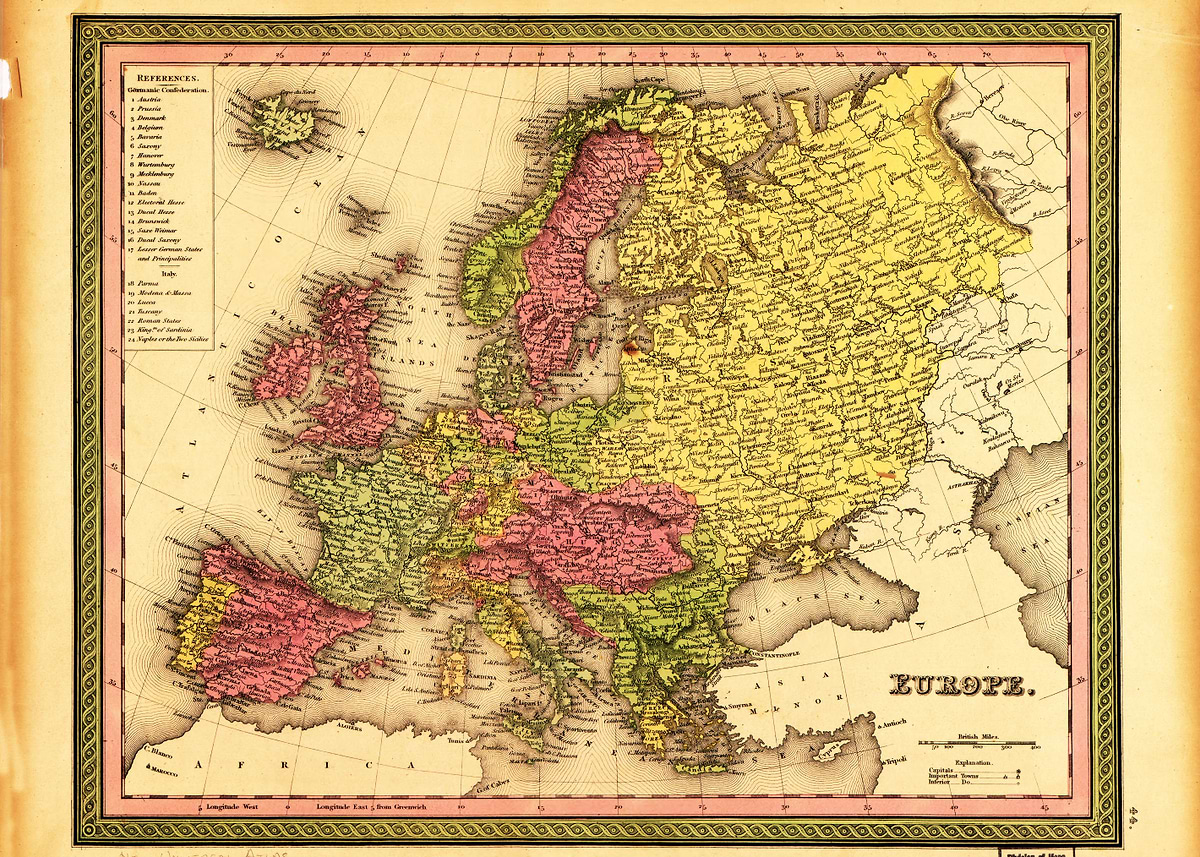 'Map of Europe (1849)' Poster, picture, metal print, paint by Janice M ...