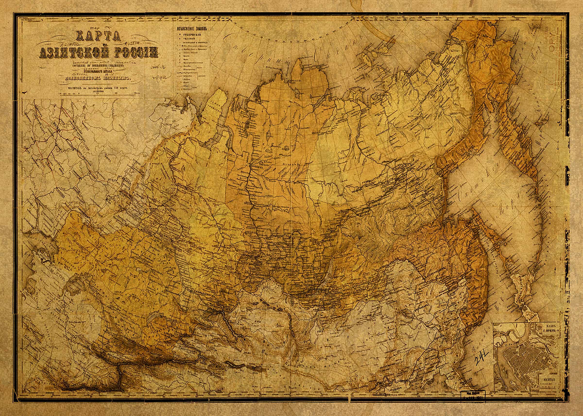 'Vintage Map Russia 1914' Poster, picture, metal print, paint by Design ...