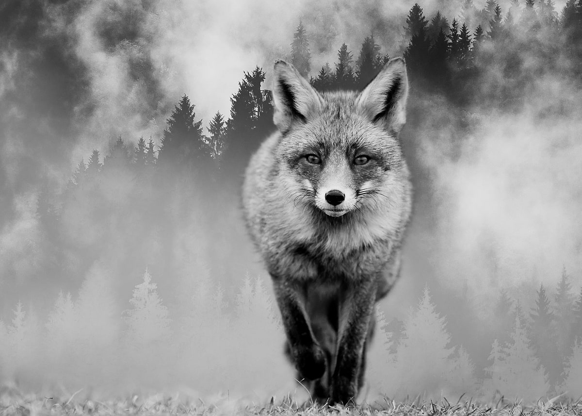 'Fox 2' Poster, picture, metal print, paint by Mateusz Ślemp | Displate