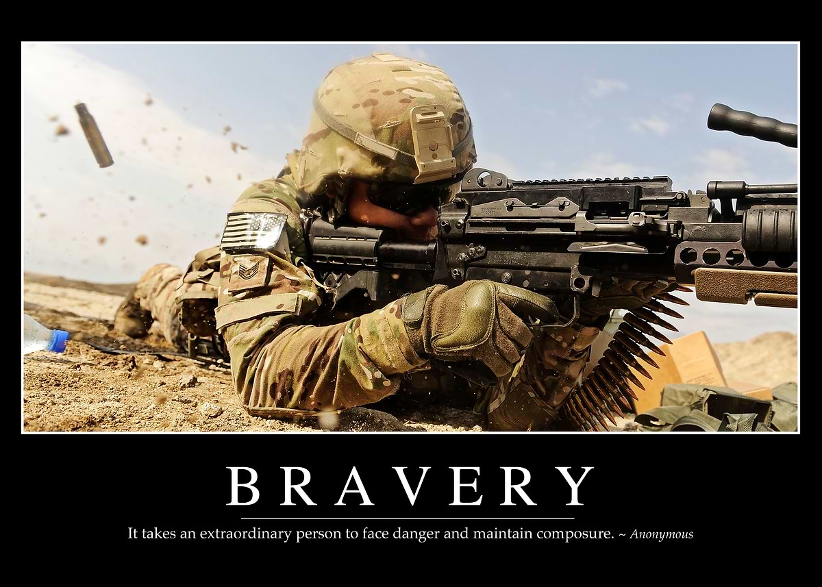 'Bravery Motivational' Poster, picture, metal print, paint by Stocktrek ...