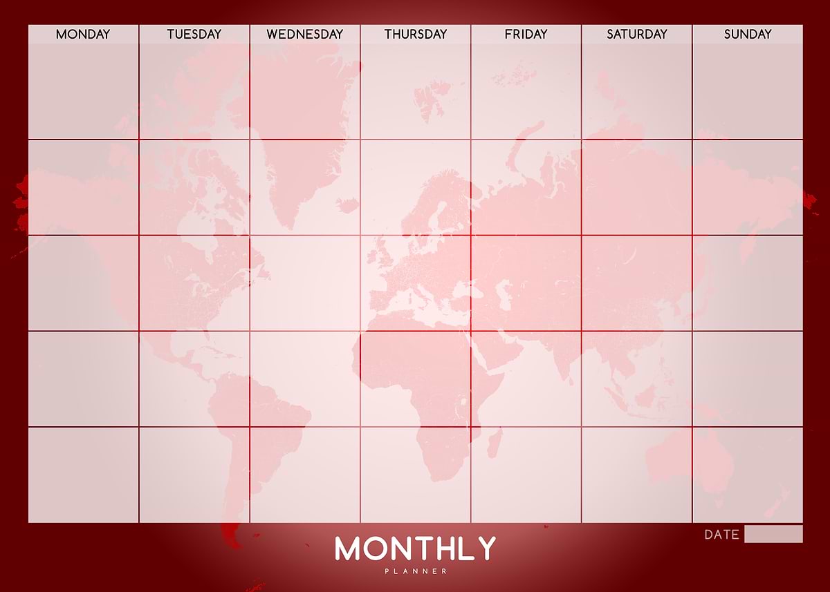 'Monthly Planner red' Poster, picture, metal print, paint by mapsies ...