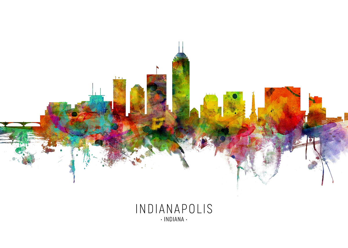 'Indianapolis Skyline' Poster, picture, metal print, paint by Michael ...