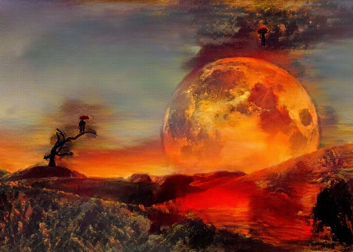'Red Moon' Poster, picture, metal print, paint by Bruce Rolff | Displate