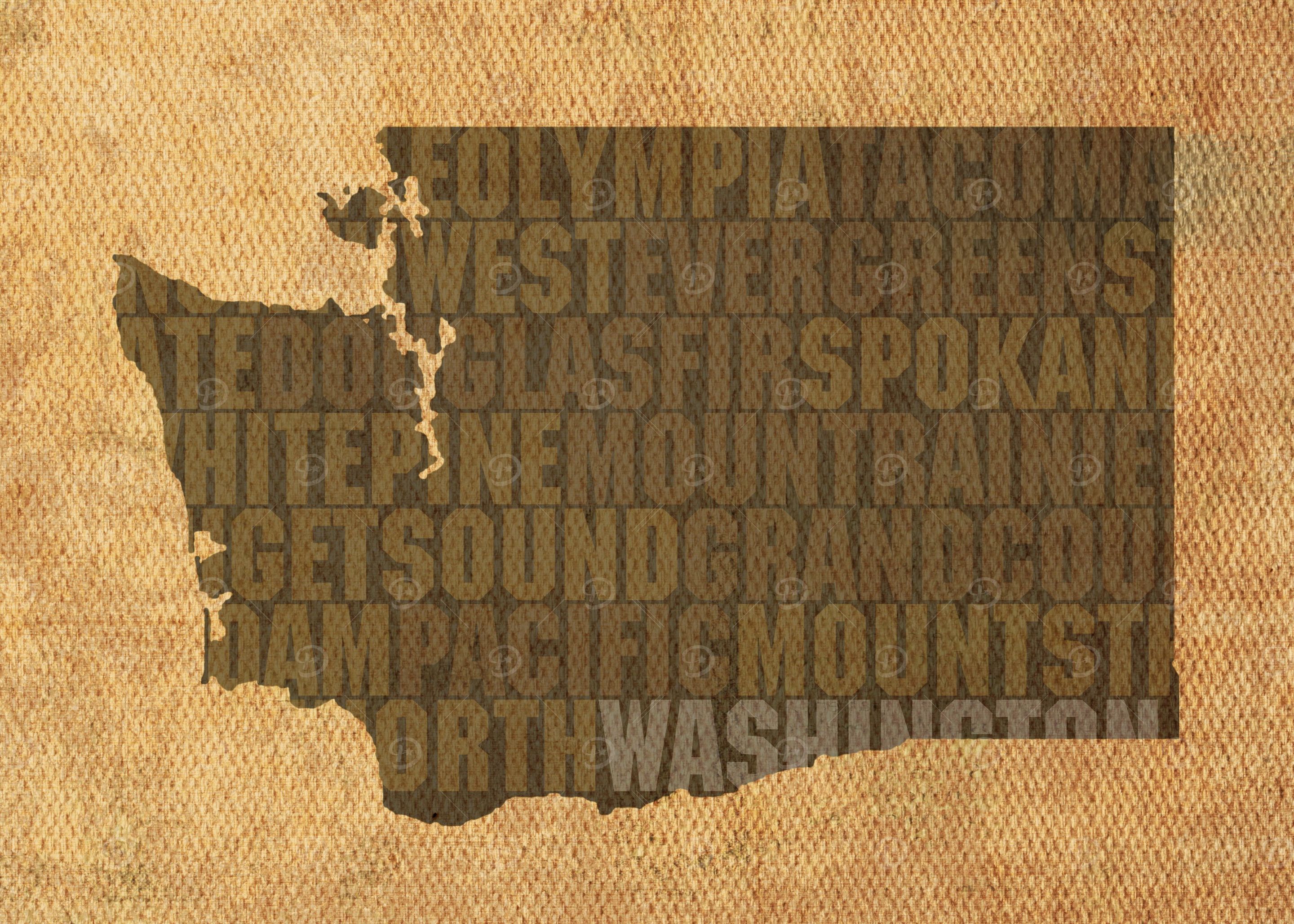'Washington State Words' Poster, picture, metal print, paint by Design ...