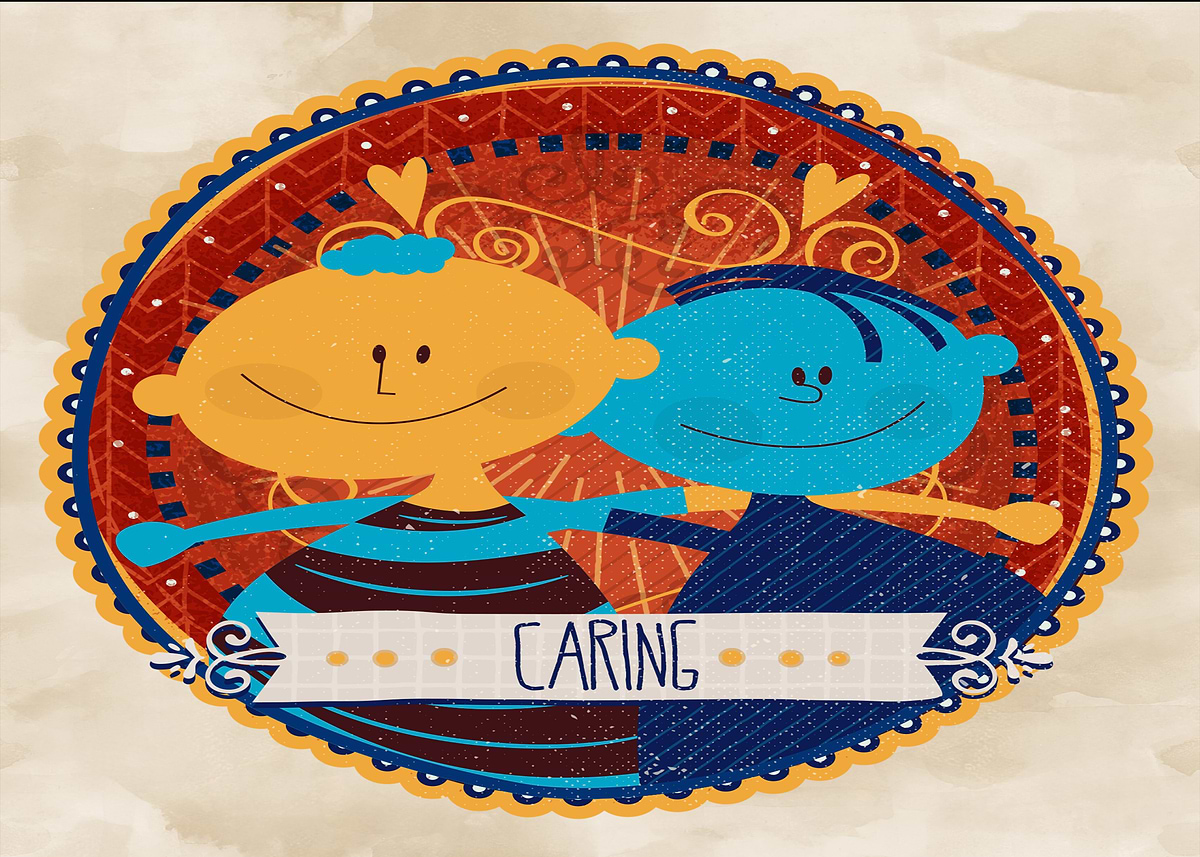 'Caring' Poster, picture, metal print, paint by Family Cutey | Displate