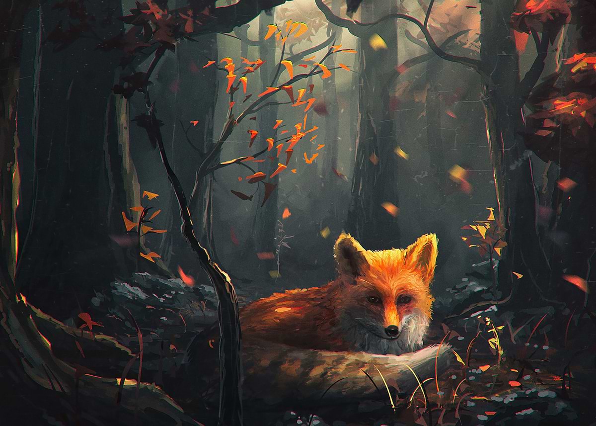 'Fox Woodland ' Poster, picture, metal print, paint by Erabbix | Displate