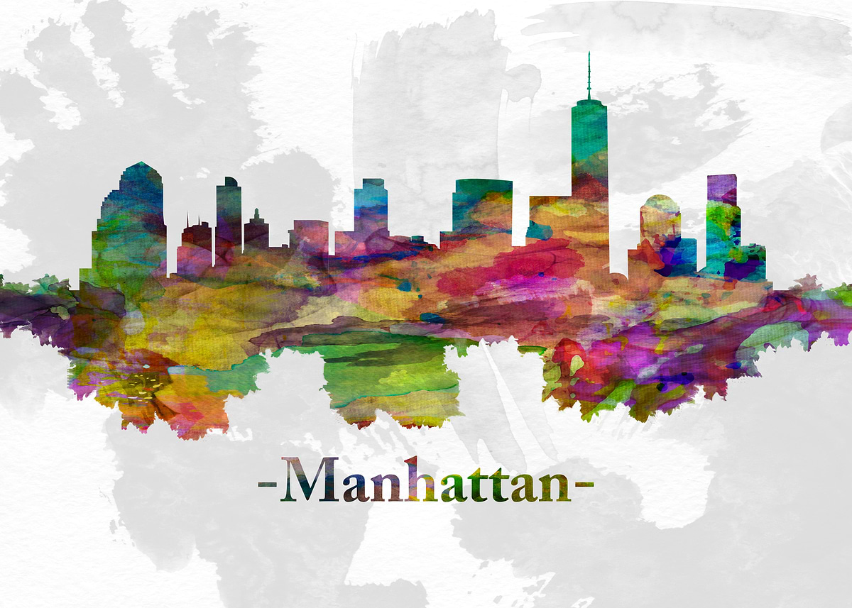 'Manhattan New York City' Poster, picture, metal print, paint by ...