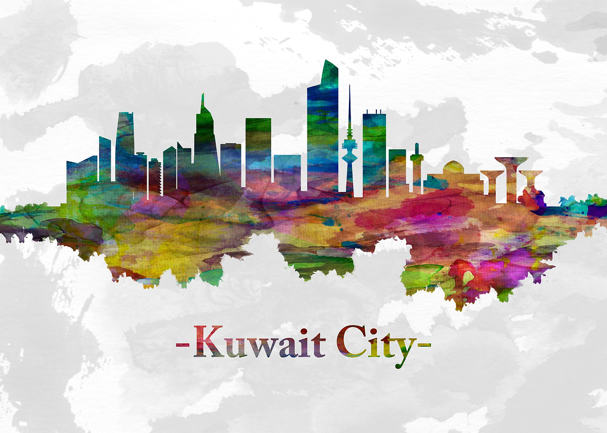 'Kuwait City skyline' Poster, picture, metal print, paint by Towseef ...