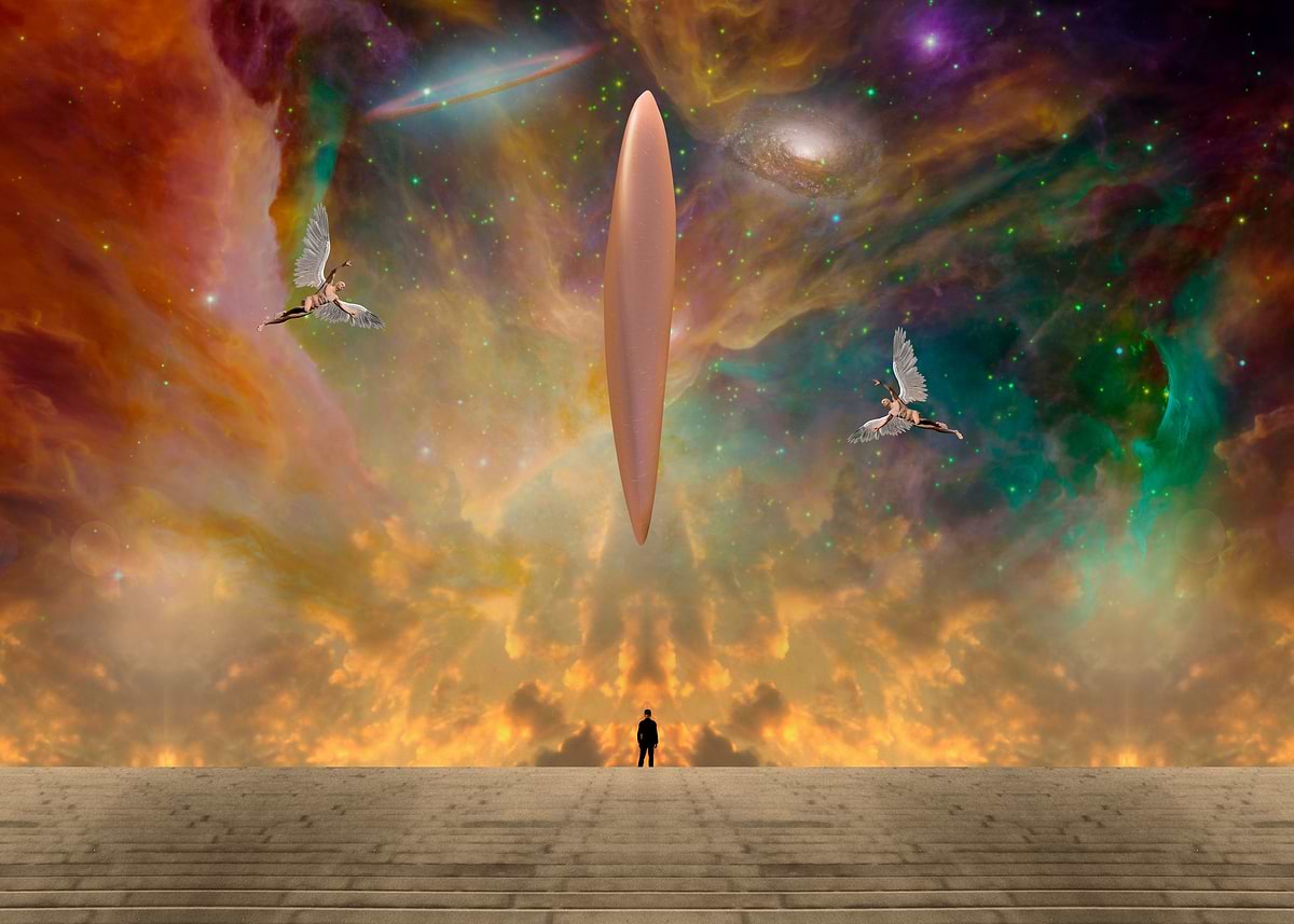 'UFO and angels' Poster, picture, metal print, paint by Bruce Rolff ...