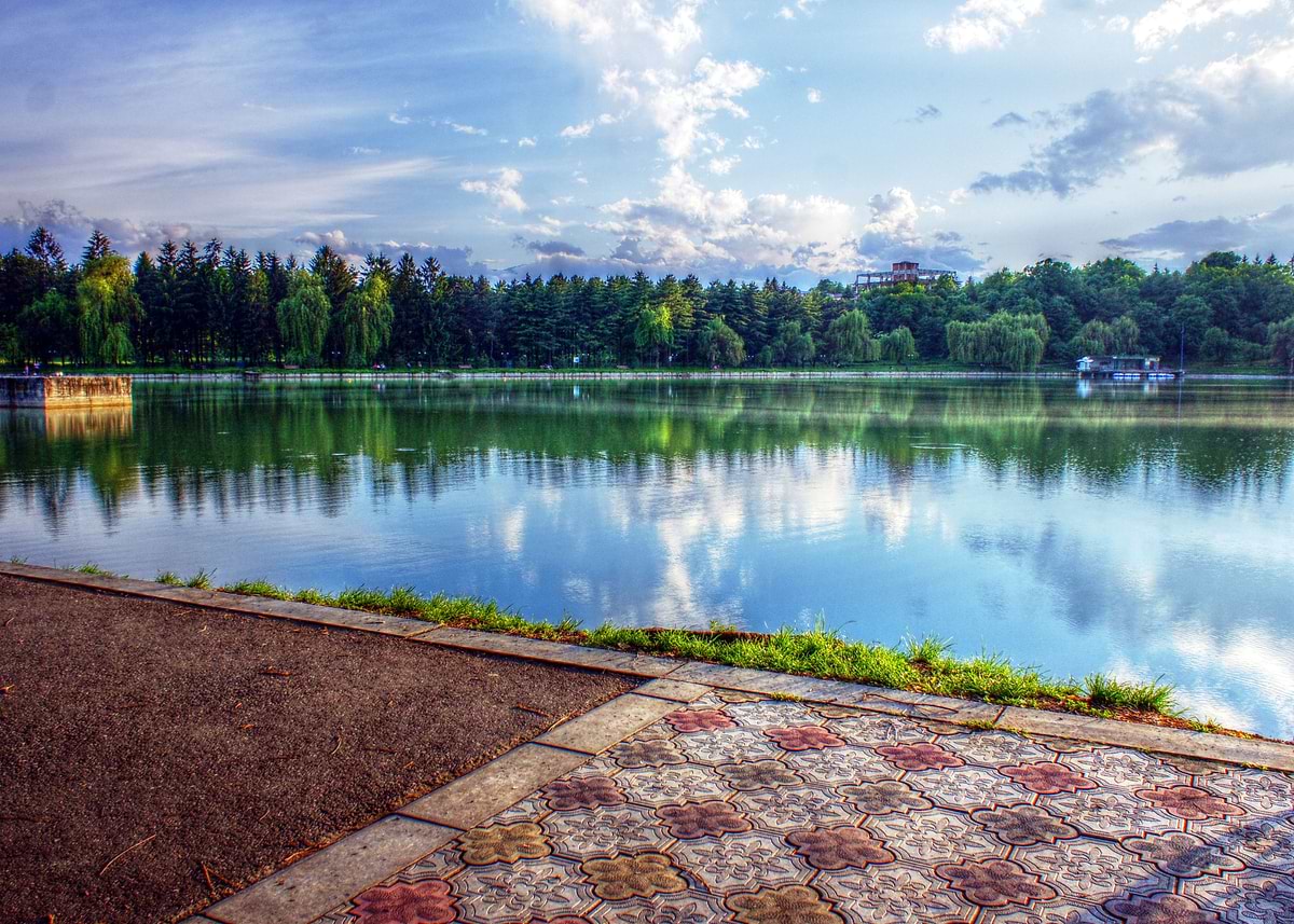 'Landscape by the lake' Poster, picture, metal print, paint by Albert ...