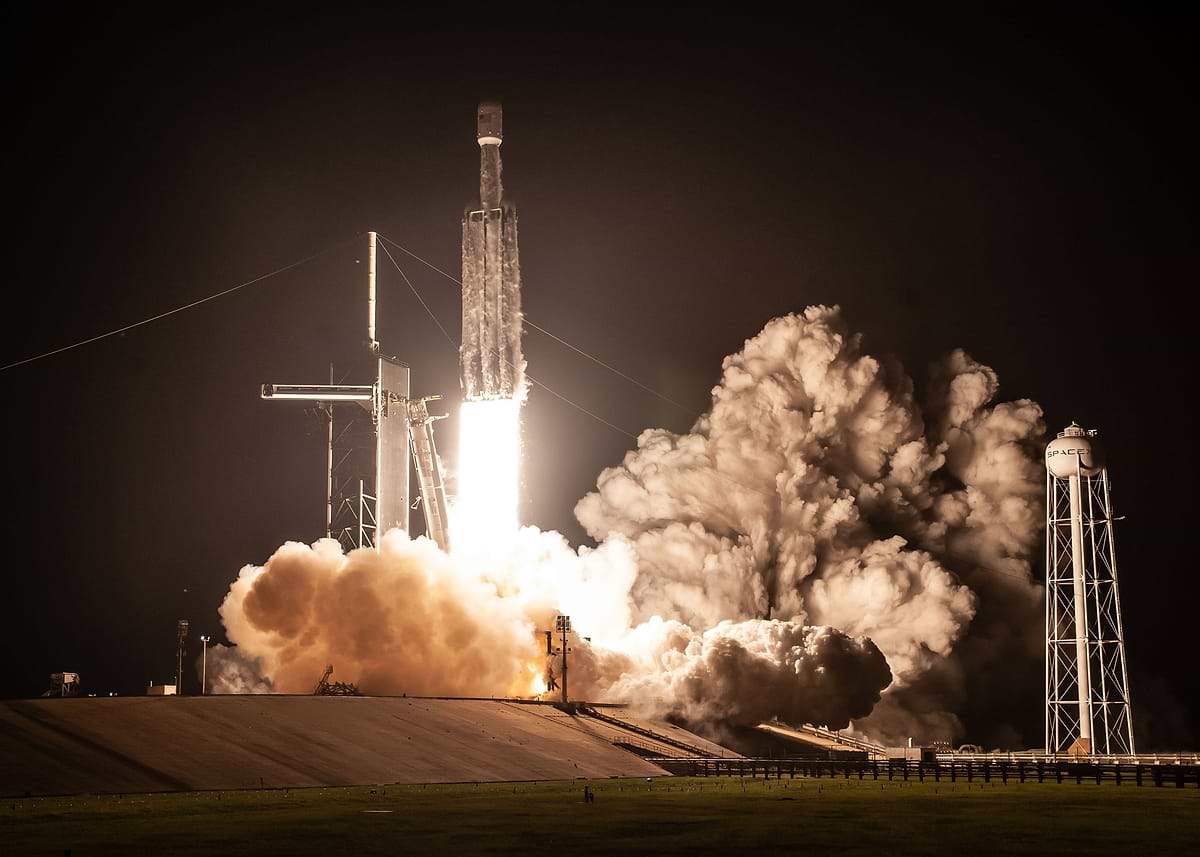 'Night Launch Falcon Heavy ' Poster, picture, metal print, paint by ...