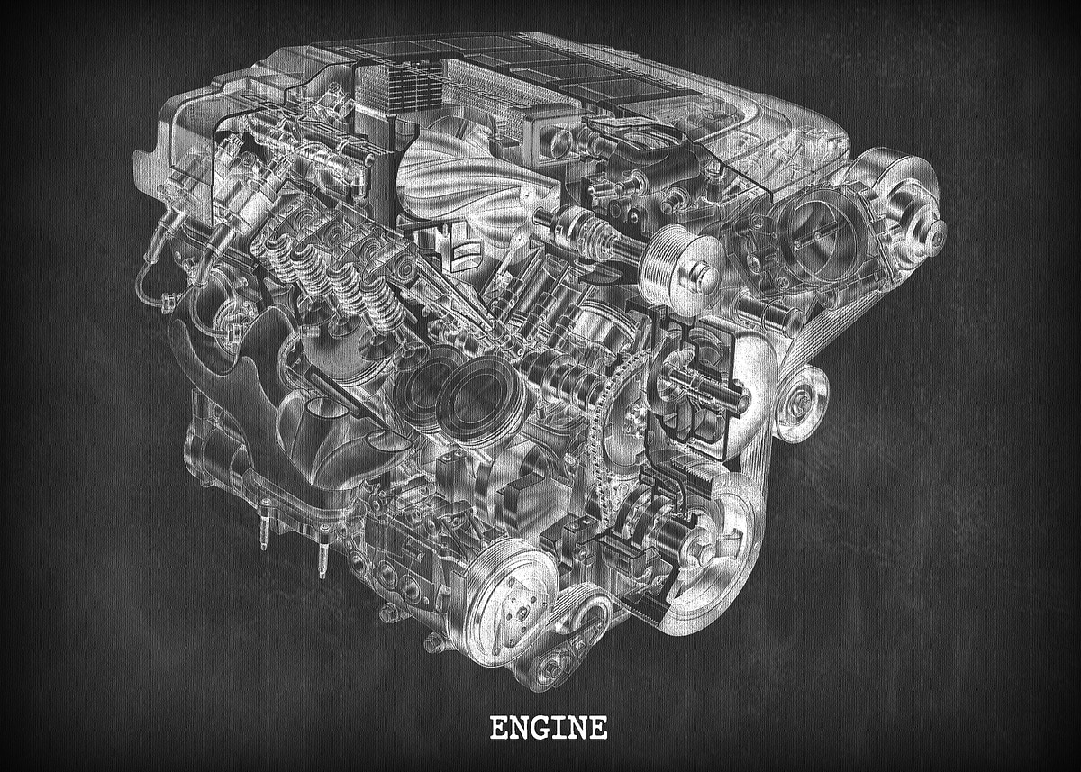 'ENGINE II' Poster, picture, metal print, paint by Blueprint Expert ...