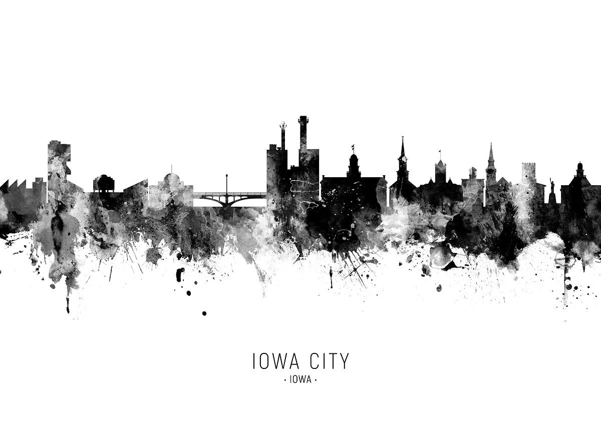 'Iowa City Iowa Skyline' Poster, picture, metal print, paint by Michael ...