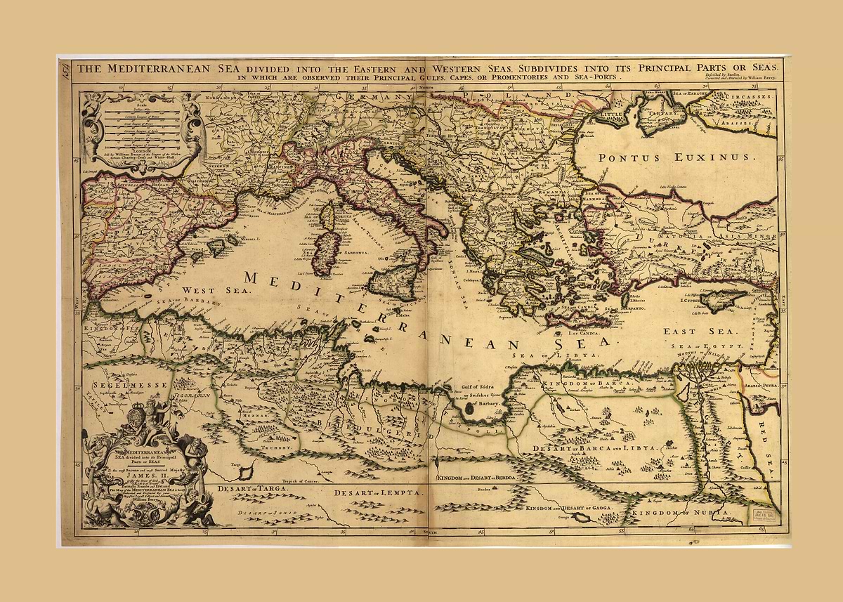 'Mediterranean Sea 1685' Poster, picture, metal print, paint by Janice ...