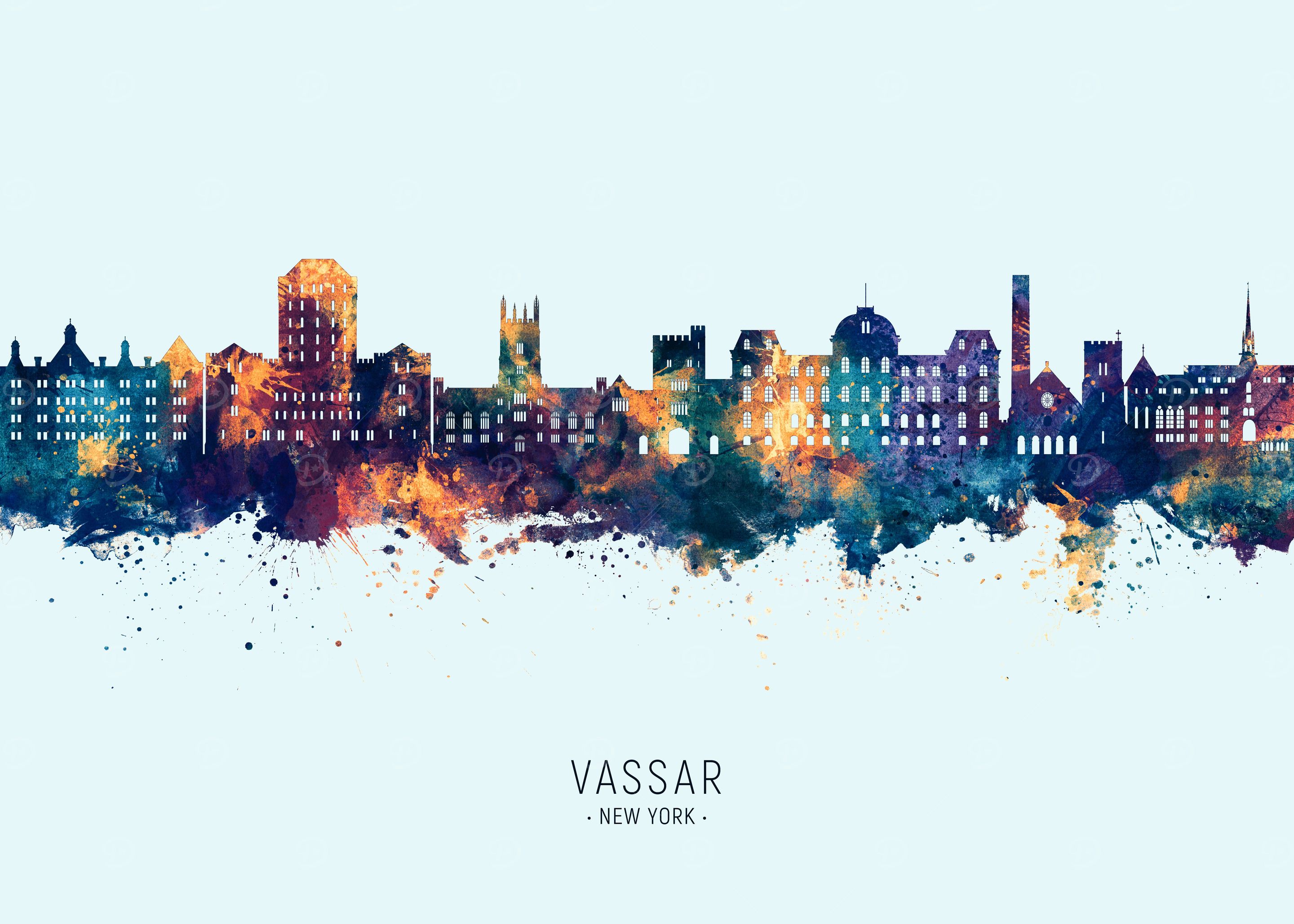 'Vassar New York Skyline' Poster, picture, metal print, paint by ...