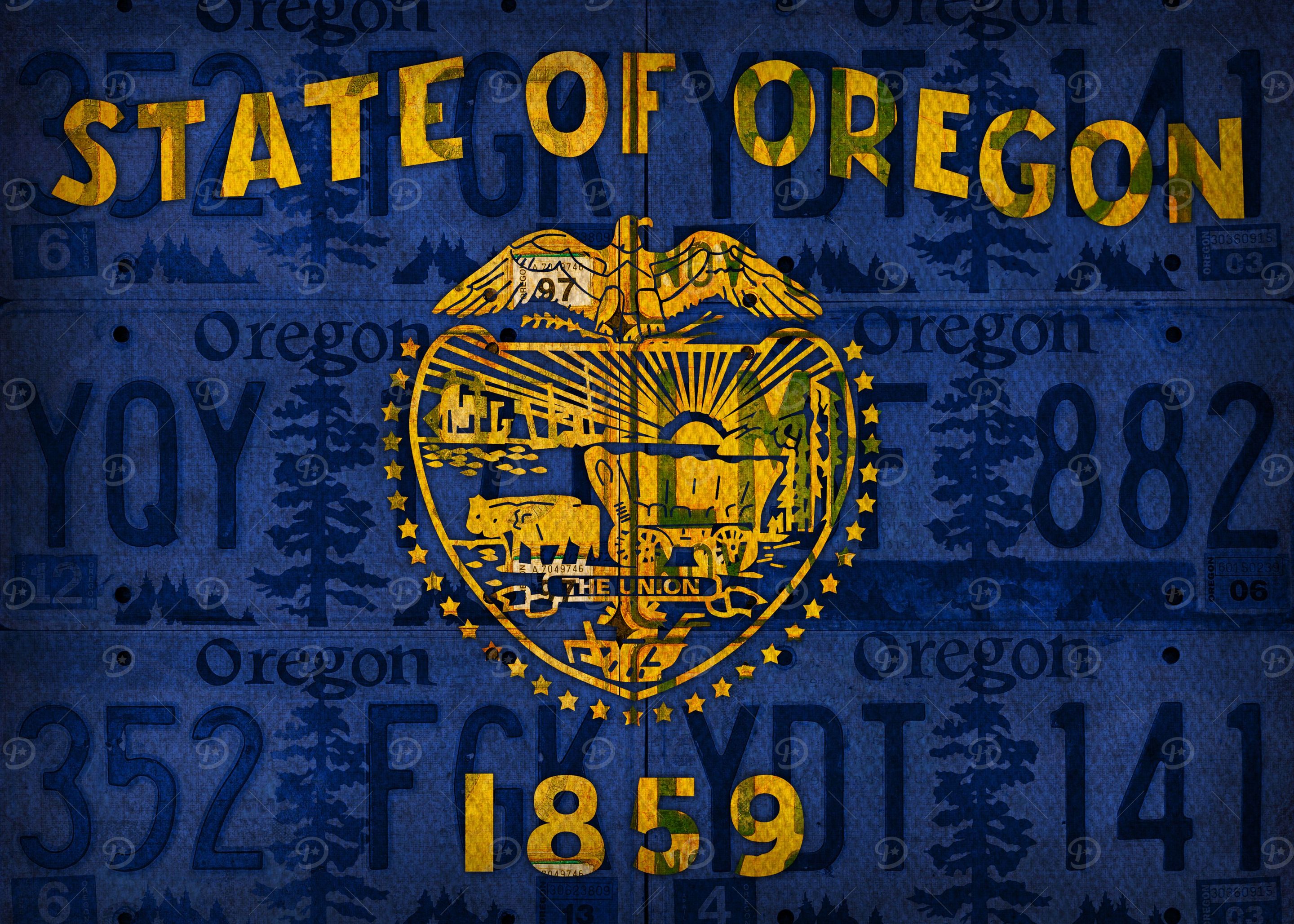 'Oregon State Flag Recycled' Poster, picture, metal print, paint by ...