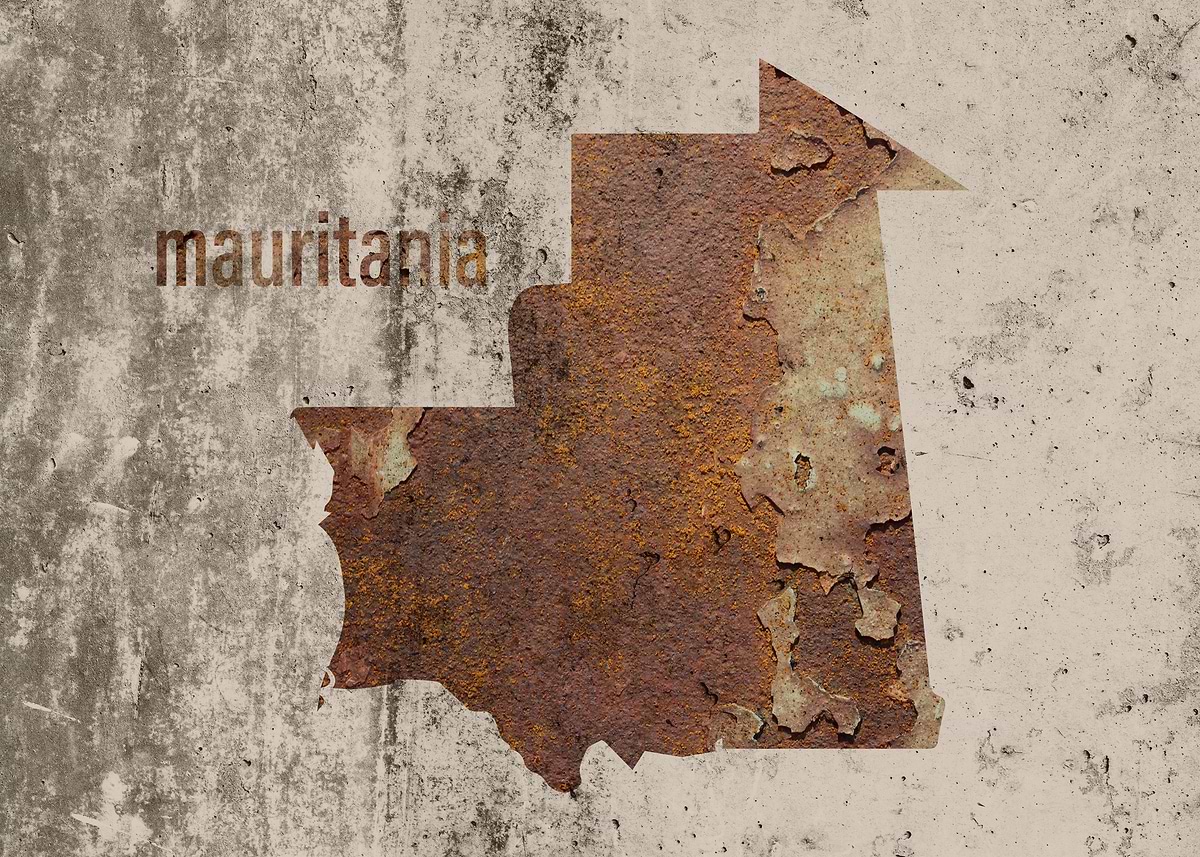 'Mauritania Map Rusty Art' Poster, picture, metal print, paint by ...