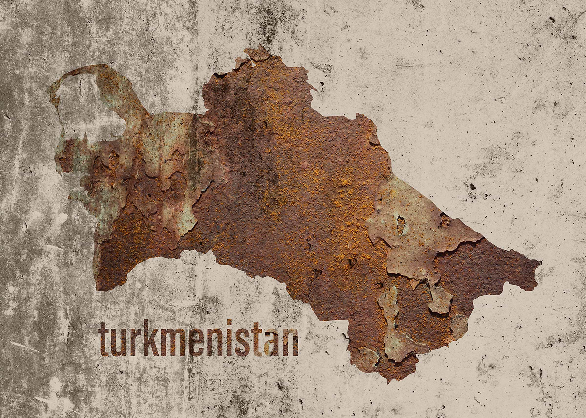 'Turkmenistan Map Rusty' Poster, picture, metal print, paint by Design ...