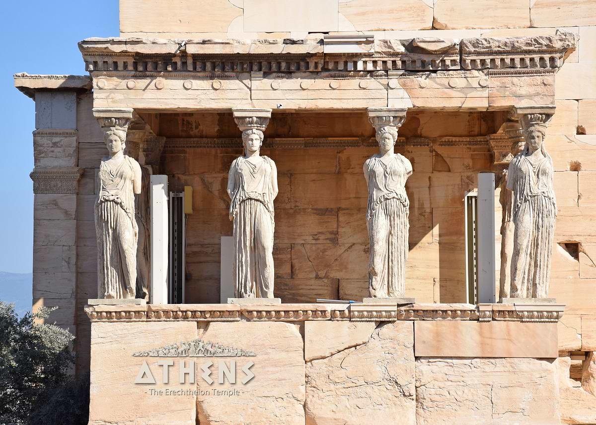 'The Caryatids on Acropolis' Poster, picture, metal print, paint by ...