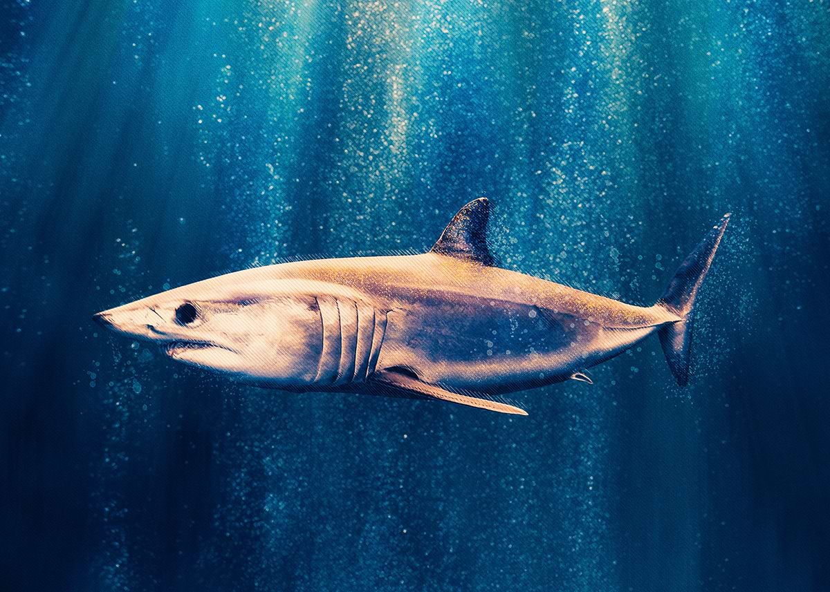 'Shortfin Mako' Poster, picture, metal print, paint by Is Rough | Displate