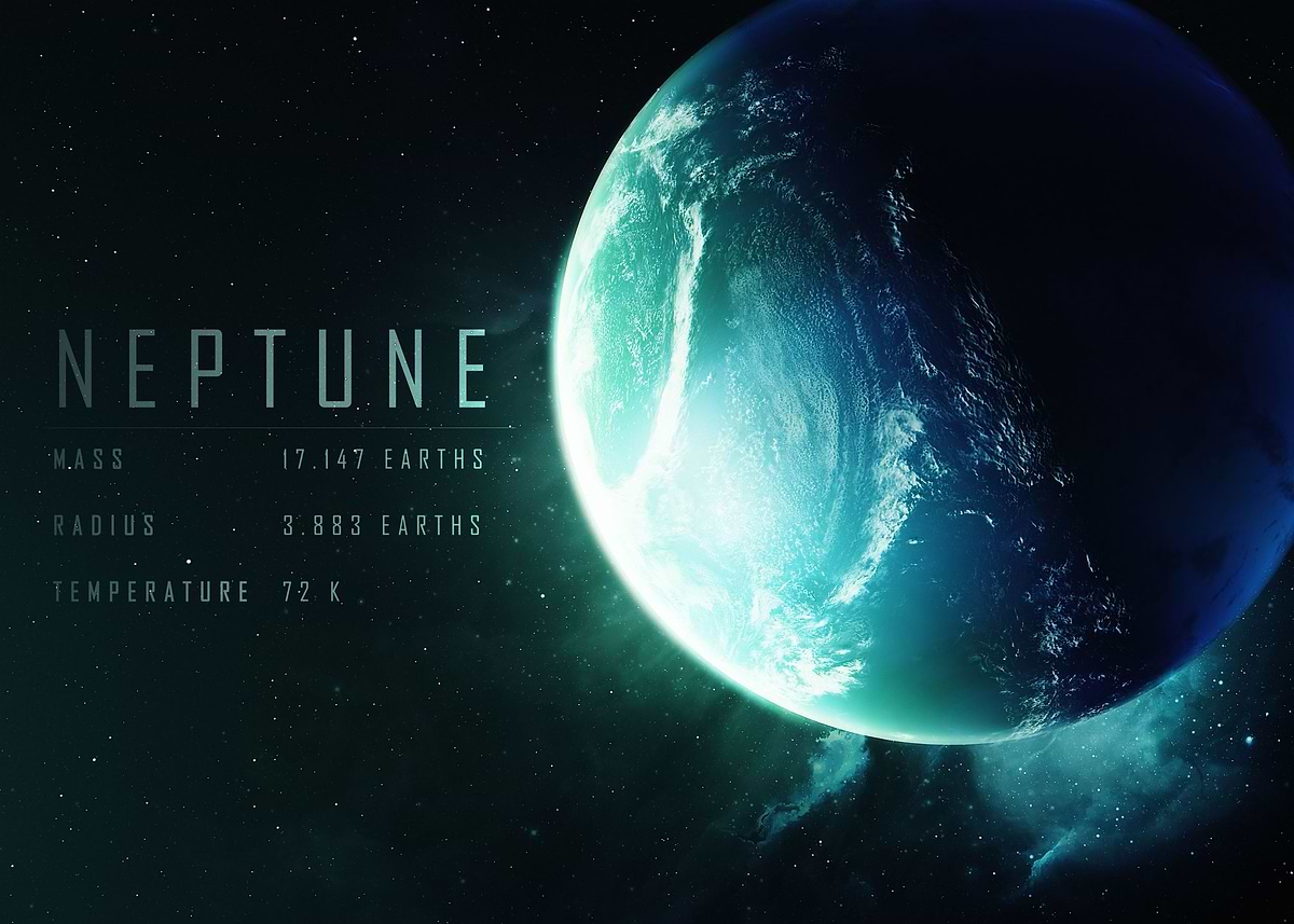 'NEPTUNE + INFOS' Poster, picture, metal print, paint by CK VD | Displate