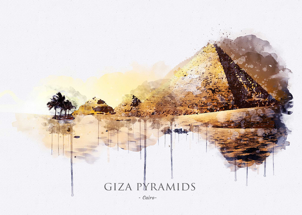 'Pyramids' Poster, picture, metal print, paint by 𝓒𝔂𝓫𝓮𝓻𝕗𝕣𝕒𝕞𝕖 | Displate
