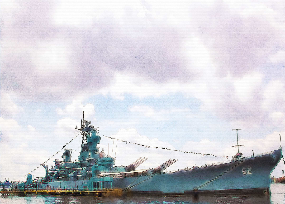 'USS Missouri Battleship' Poster, picture, metal print, paint by Aaron ...