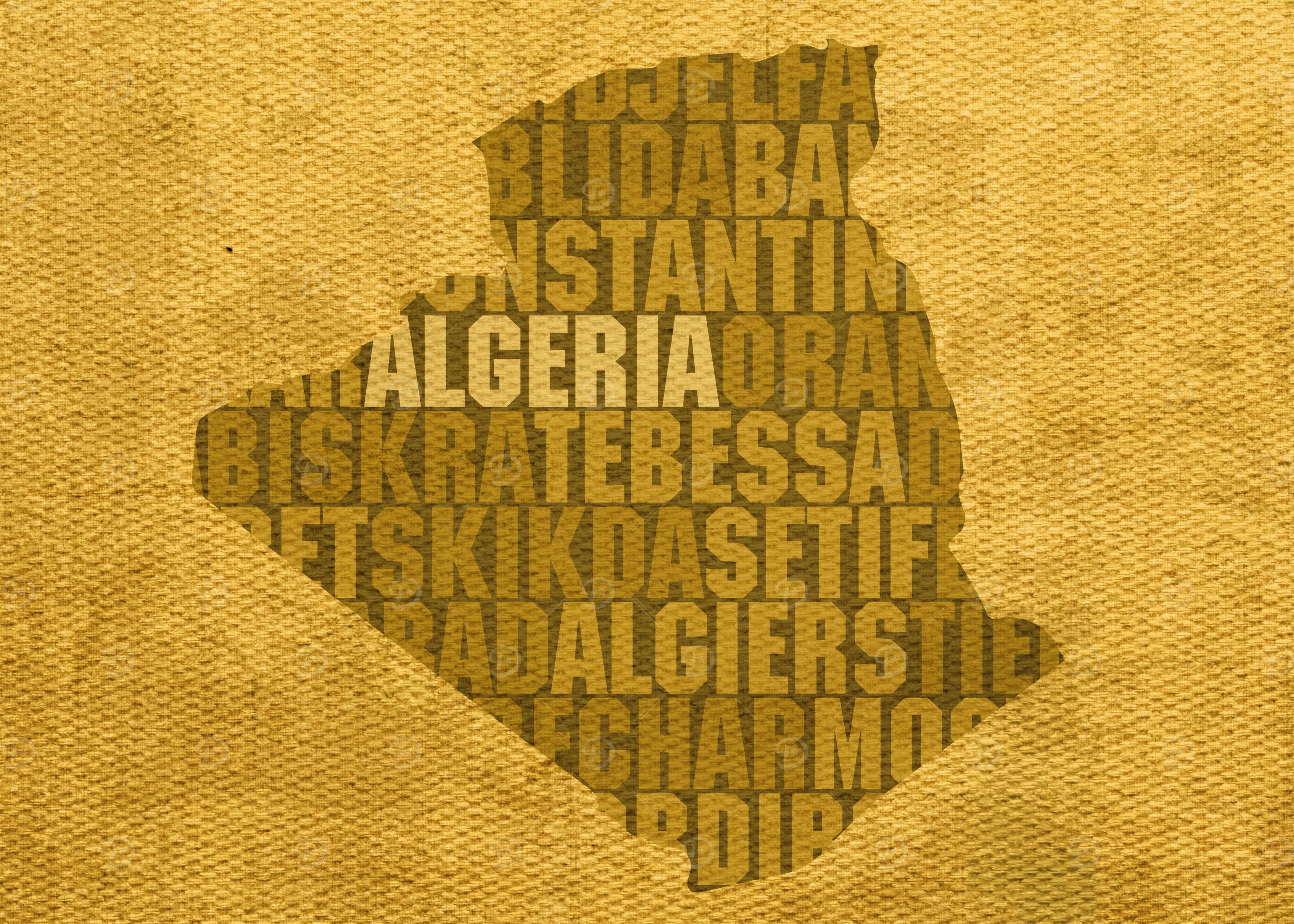 'Algeria Country Word Map' Poster, picture, metal print, paint by ...
