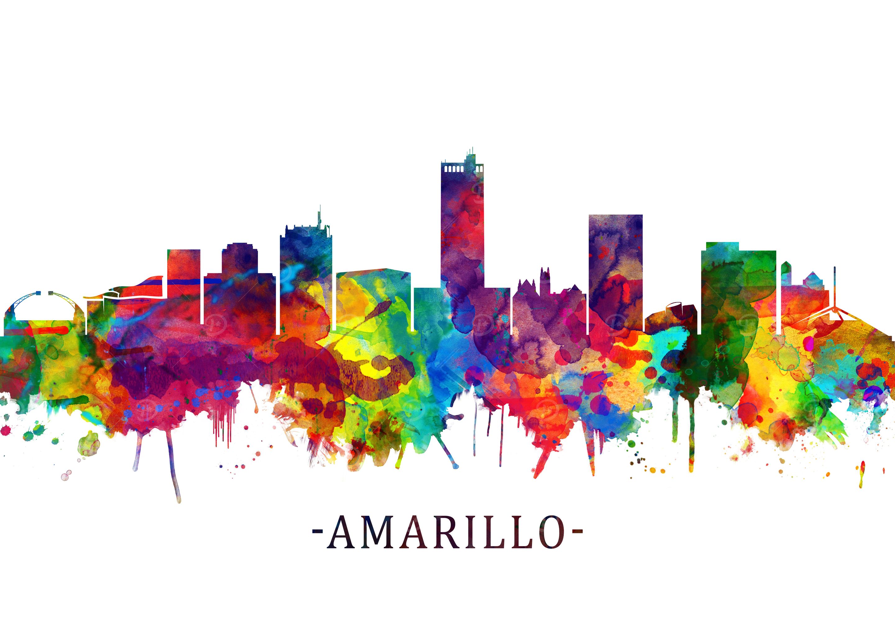 'Amarillo Texas Skyline' Poster, picture, metal print, paint by Towseef ...