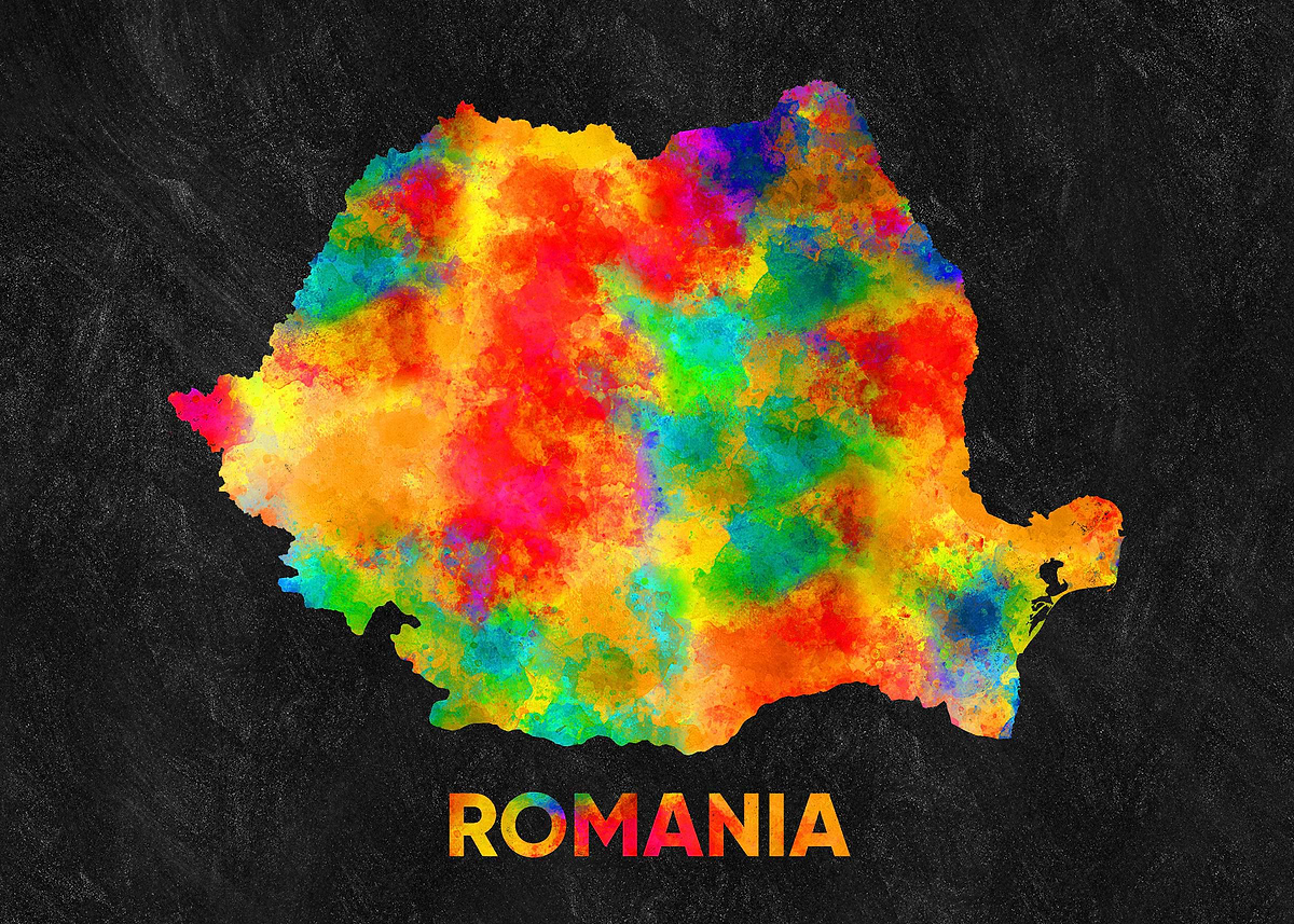 'romania map' Poster, picture, metal print, paint by SplashDesign ...