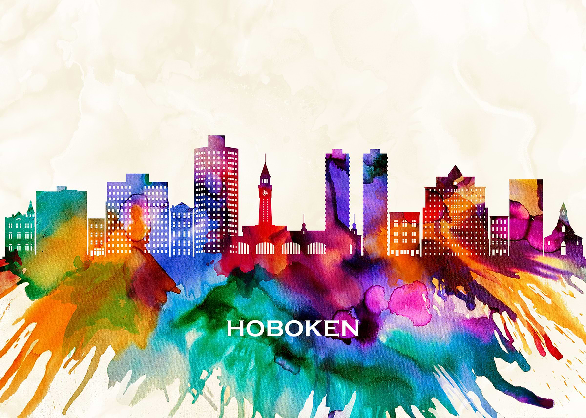 'Hoboken Skyline' Poster, picture, metal print, paint by Towseef Dar ...