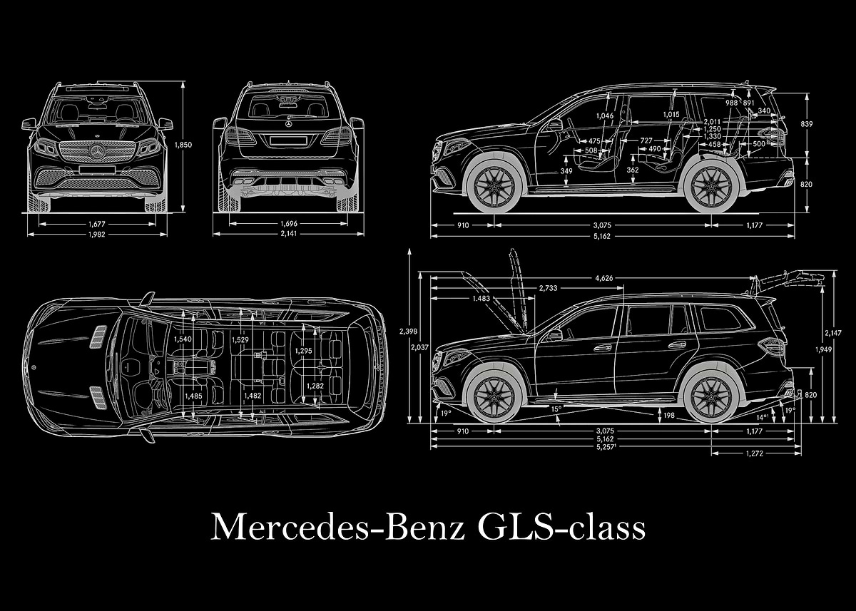 'Mercedes Benz GLS class ' Poster, picture, metal print, paint by B & W ...