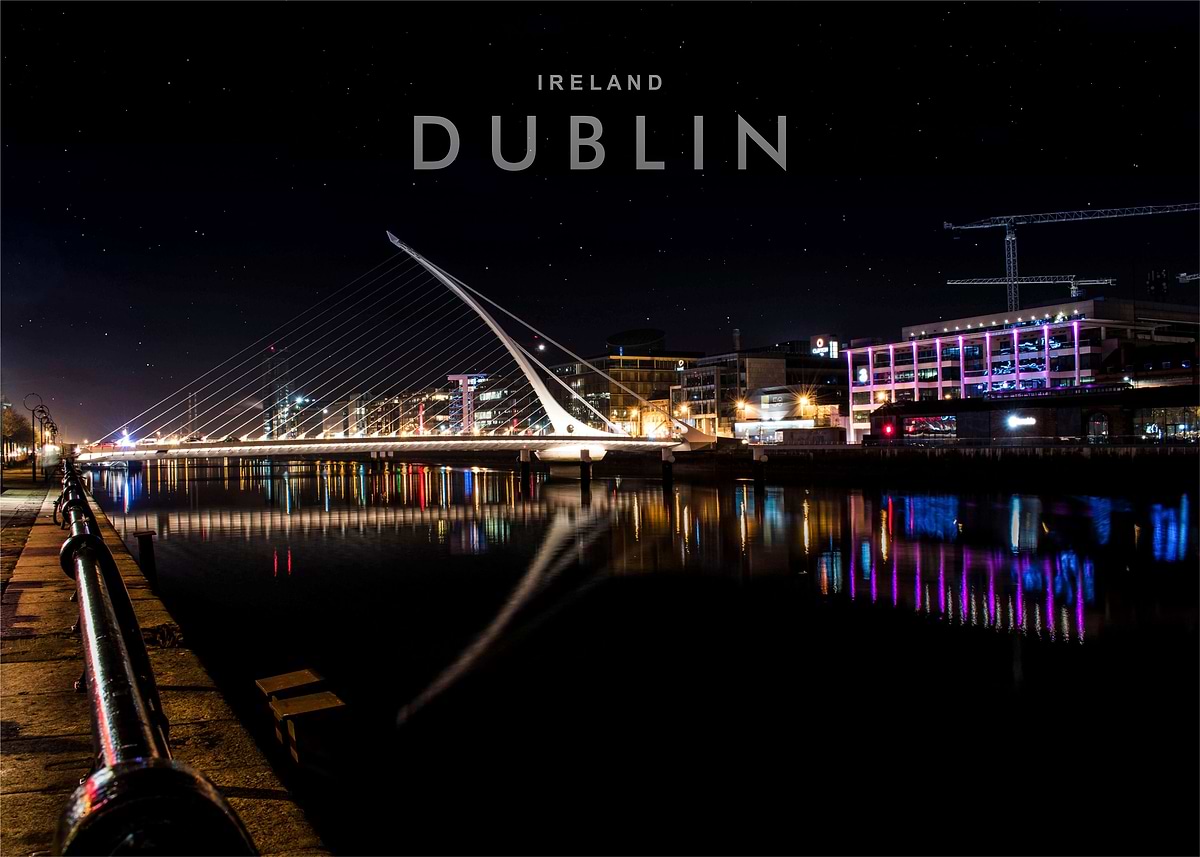 'Dublin night view' Poster, picture, metal print, paint by Ez ...