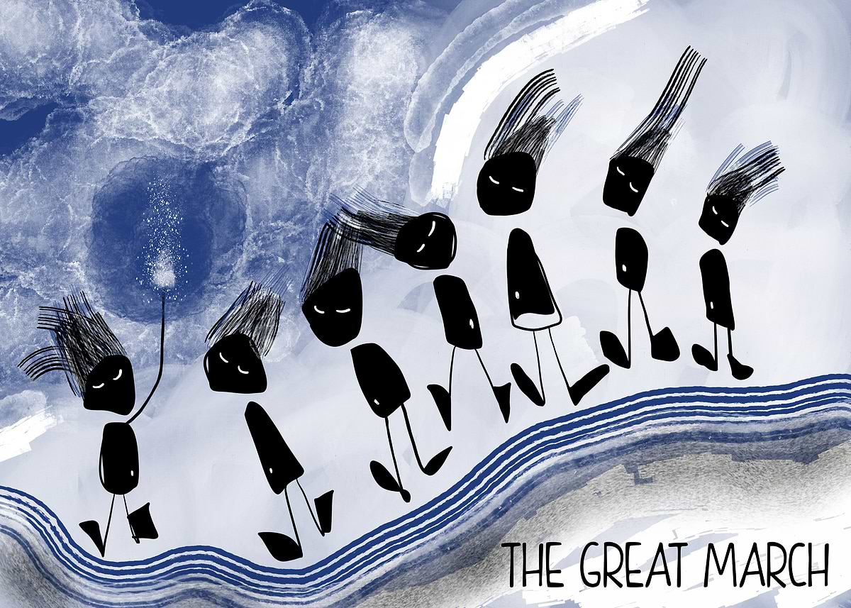 'THE GREAT MARCH ' Poster, picture, metal print, paint by Alessandra ...