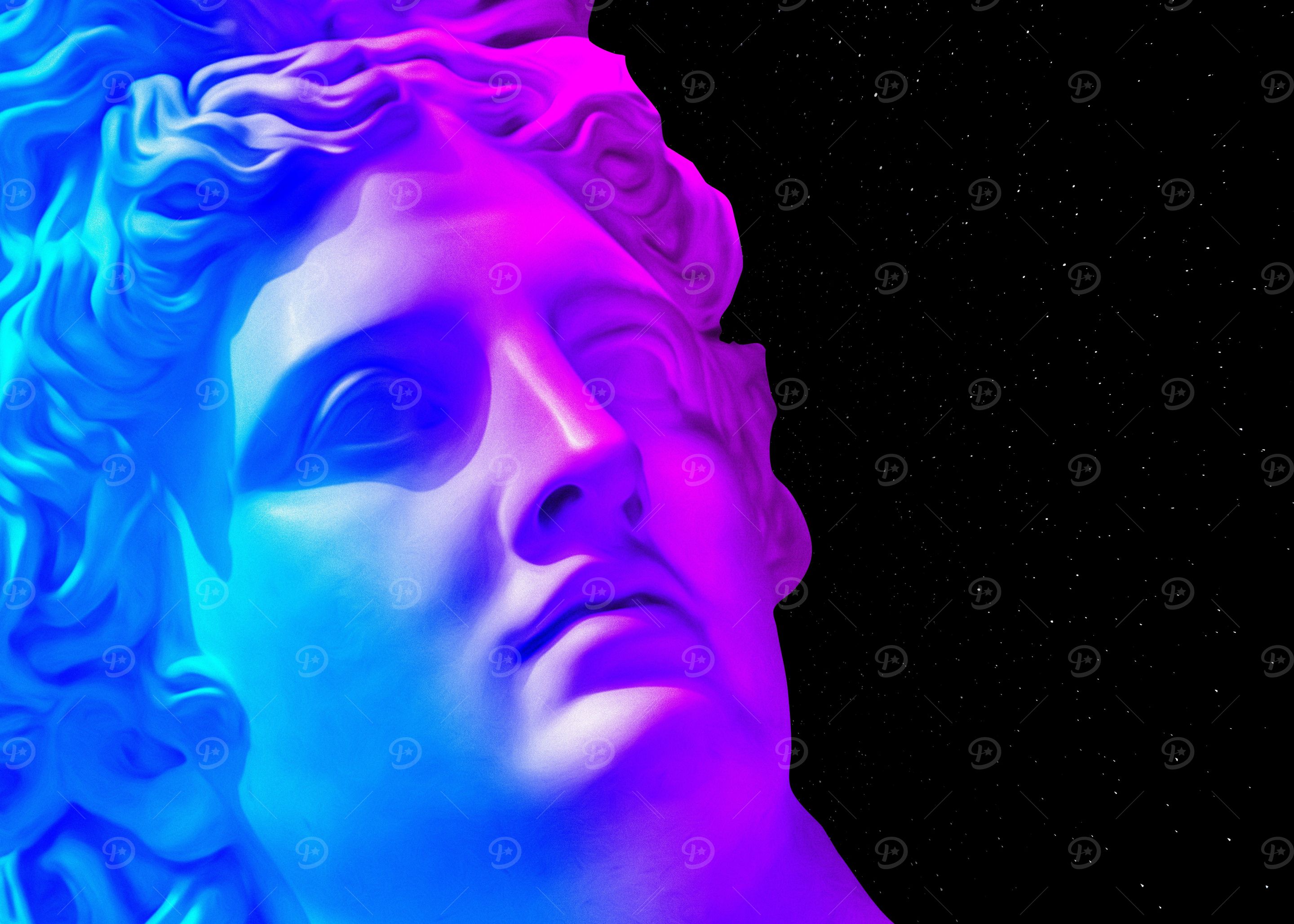'Ancient neon gods Apollo' Poster, picture, metal print, paint by ...