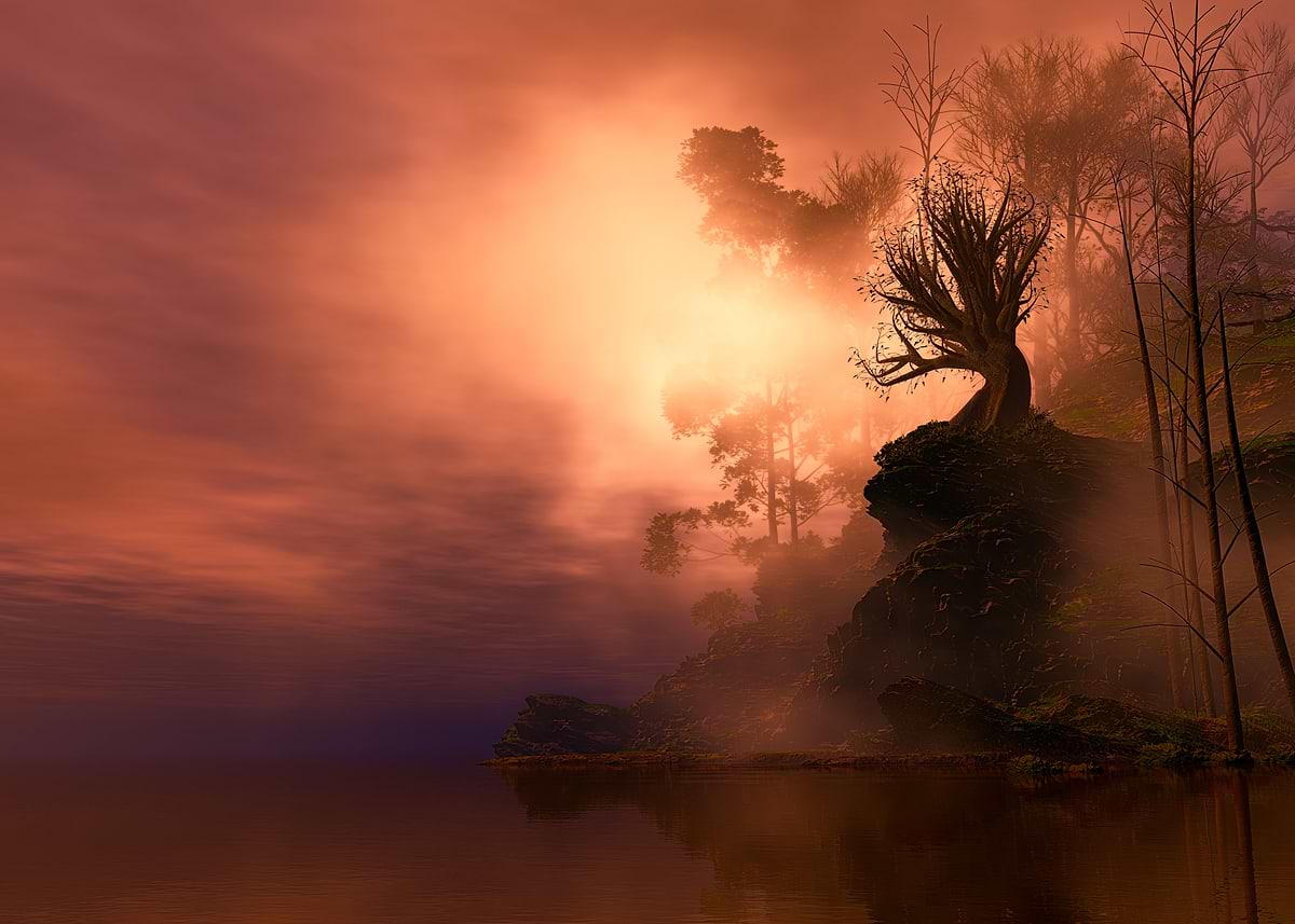 'Misty River Bank' Poster, picture, metal print, paint by aestevez ...