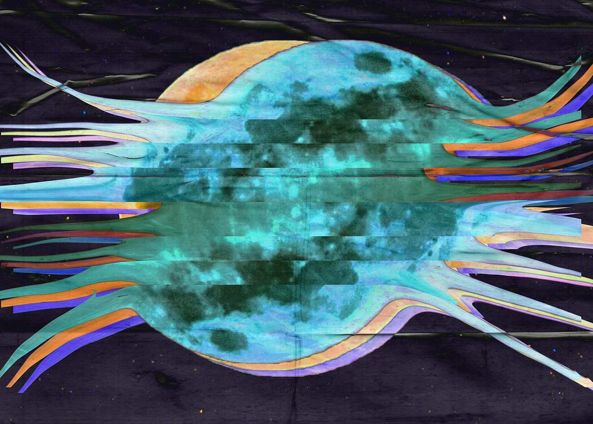 'abstract moon space art' Poster, picture, metal print, paint by ...