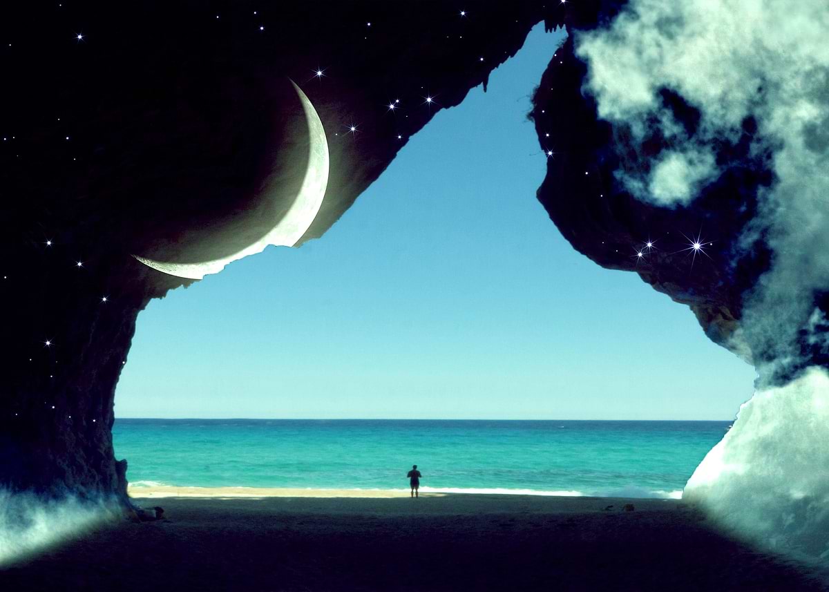 'Cave night' Poster, picture, metal print, paint by Milos Maric | Displate