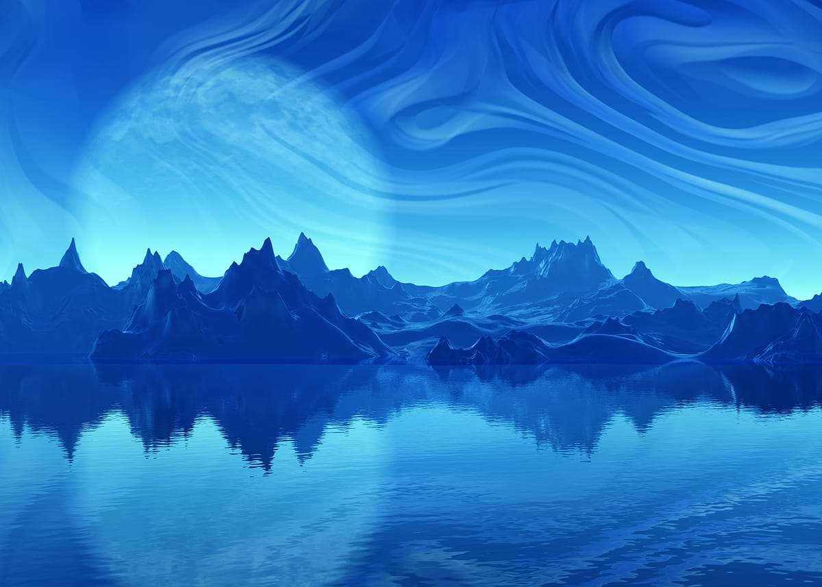 'Blue Landscape' Poster, picture, metal print, paint by aestevez | Displate