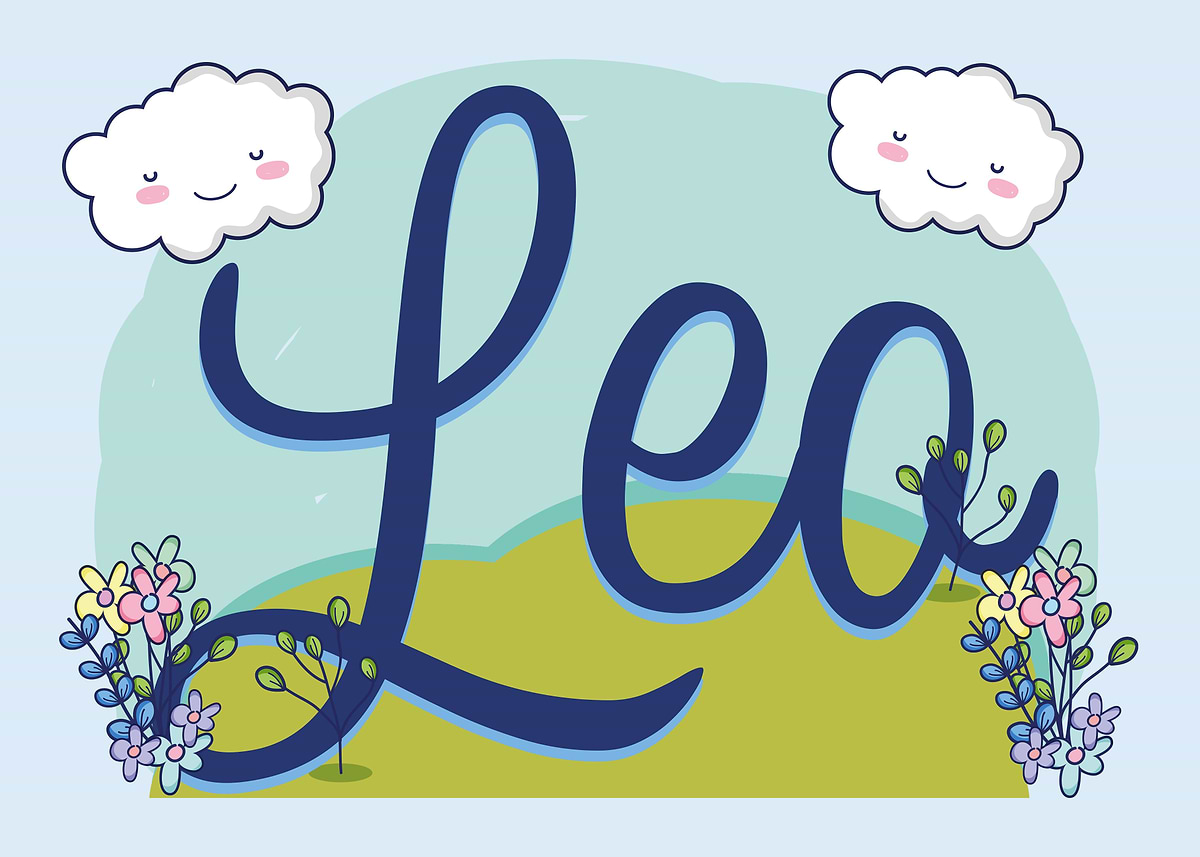 'LEO Baby Name Sign Gift' Poster, picture, metal print, paint by Held ...