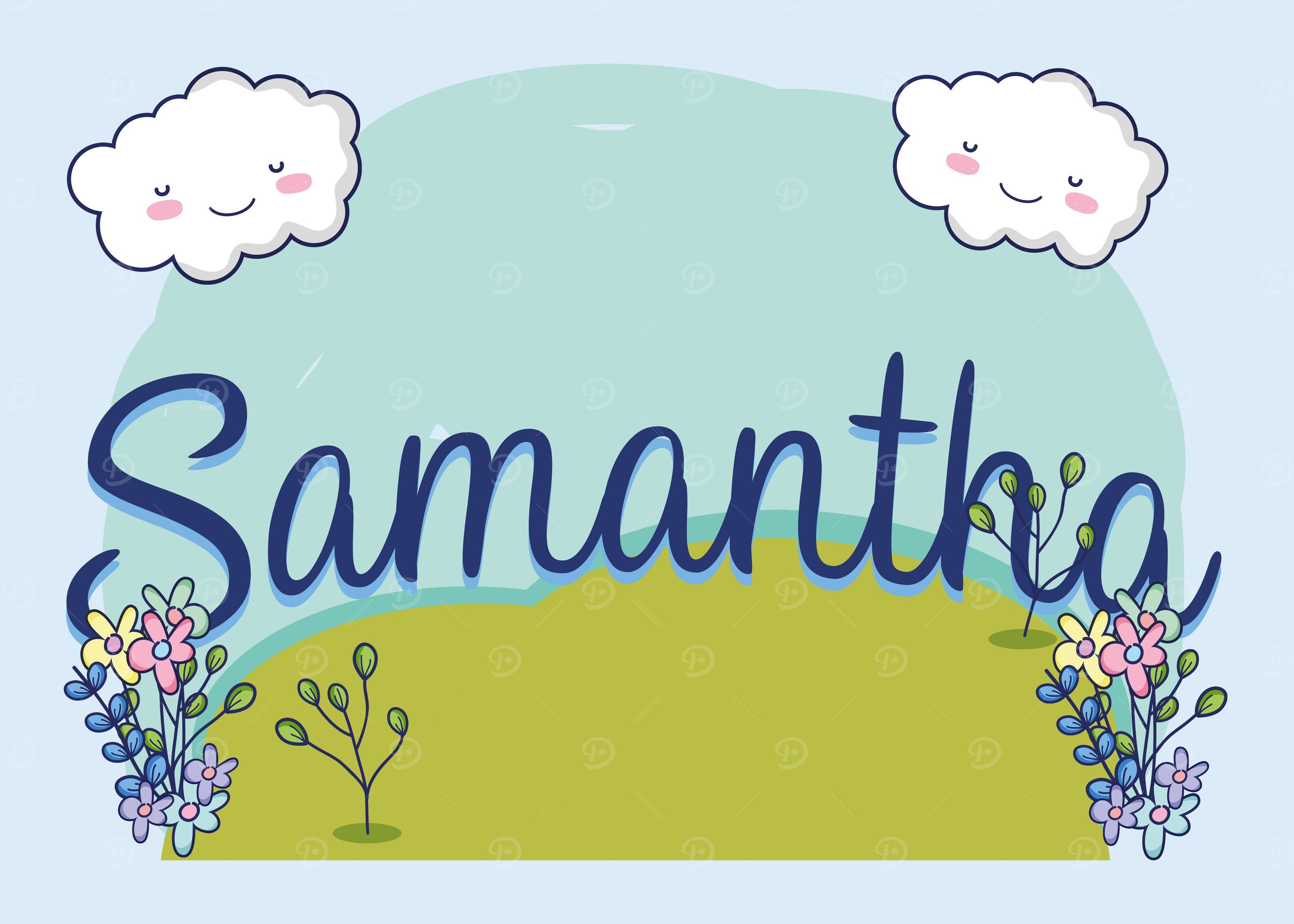 'SAMANTHA Baby Name Sign' Poster, picture, metal print, paint by Held ...
